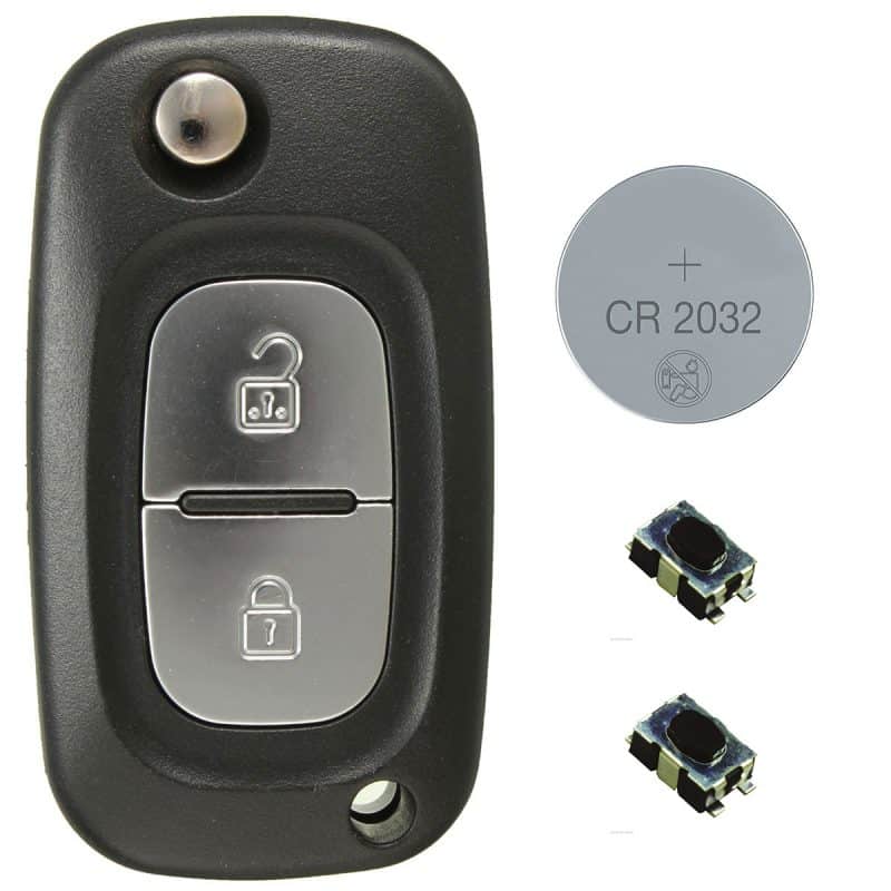 2 Button Remote Key Fob Repair Kit With Blade For Renault Clio Kangoo ...